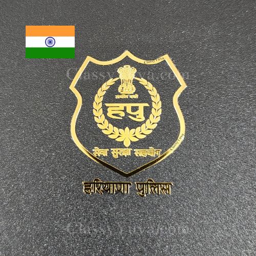 Haryana Police Gold Plated Metallic Sticker – A Symbol of Honor & Auth